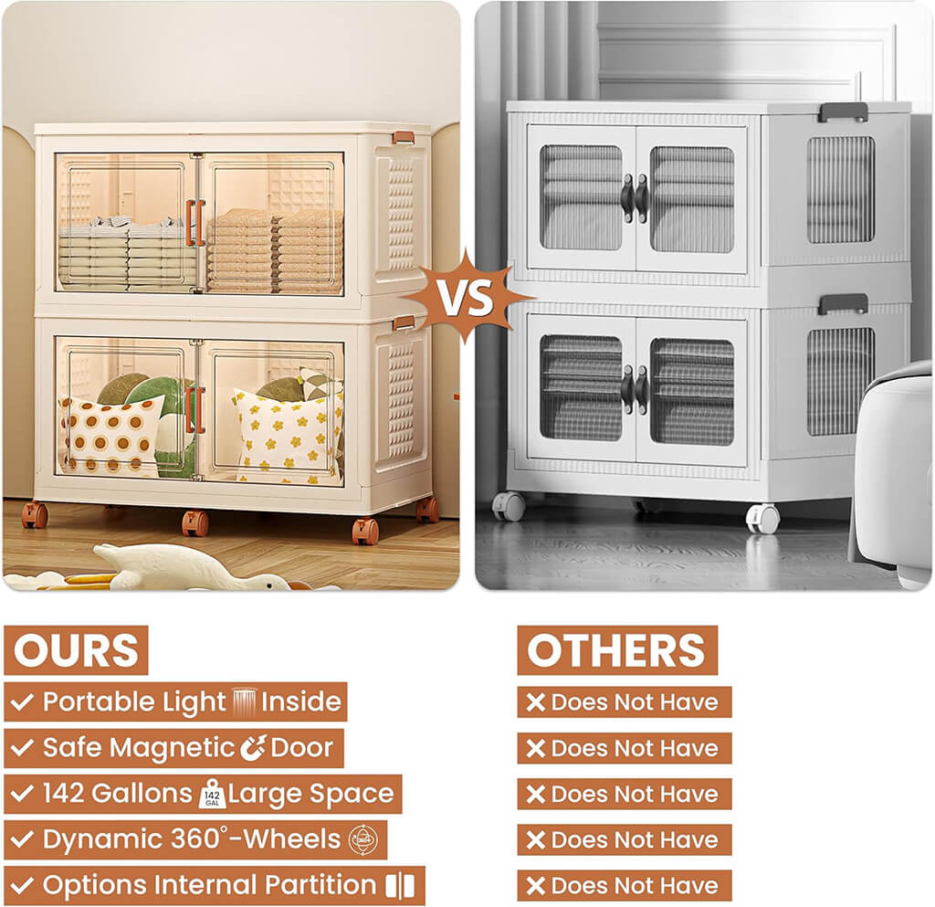 376QT Stackable Storage Bins with Lids 94Gal, Foldable Storage Organiz ...